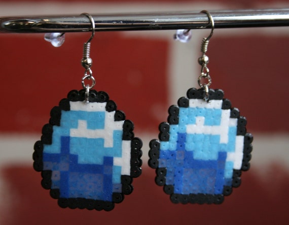 Items similar to Minecraft Diamond Perler Bead Sprite Earrings on Etsy