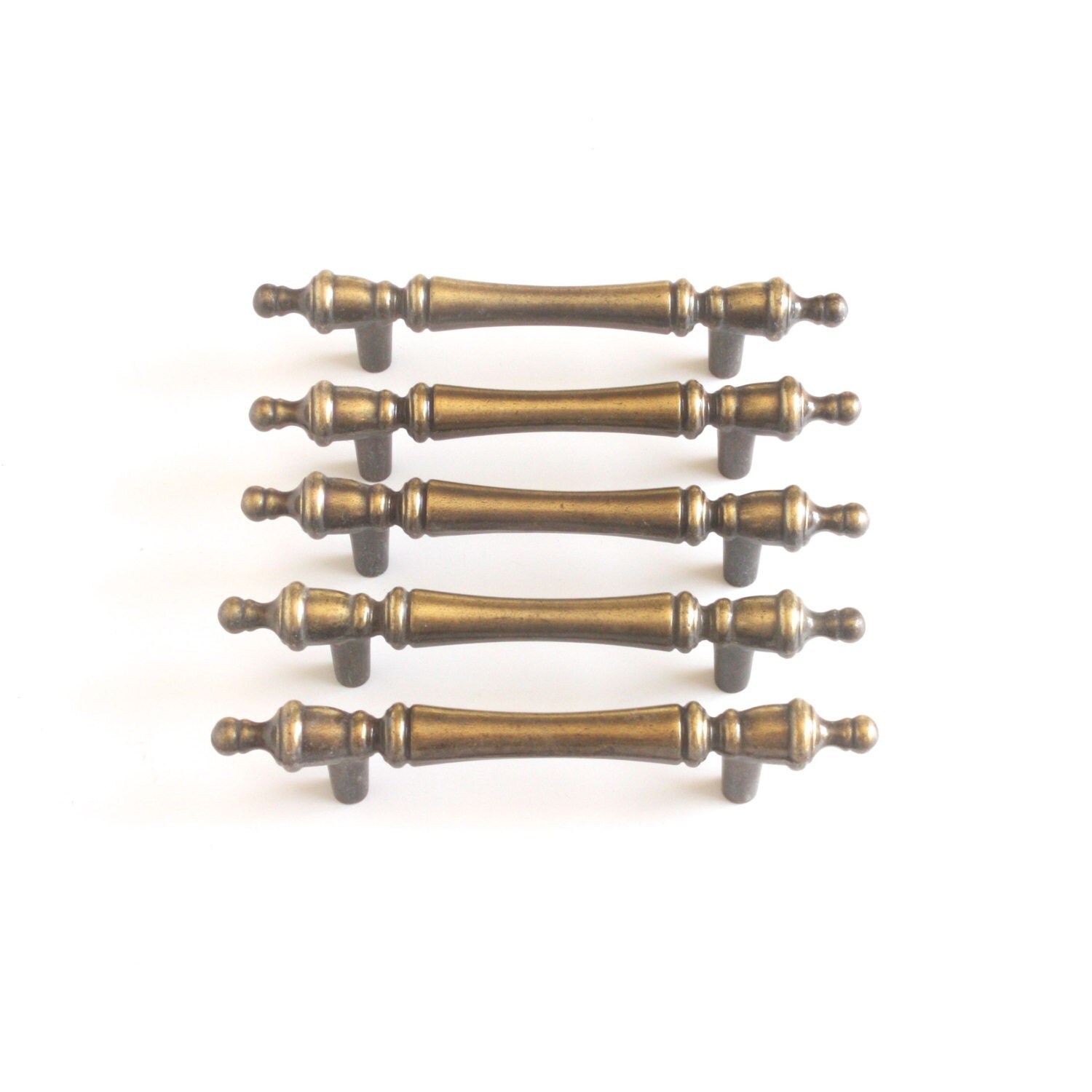 Set of 5 Mid Century Drawer Pulls – 5″ Brass Drawer Cabinet Bar Pulls ...