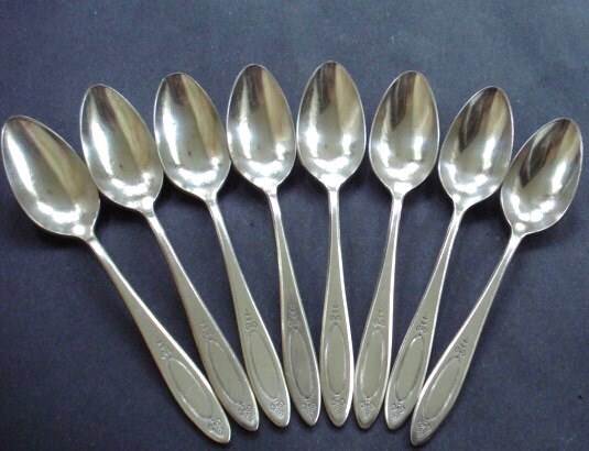 Elegant Set of 8 Desert Spoons by Community Plate ADAM Pattern – Haute ...