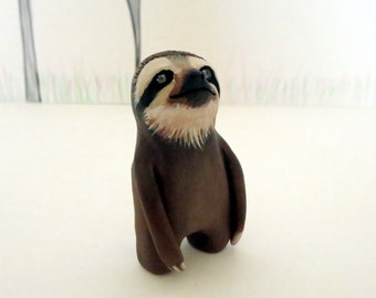 Clay sloth figurine Ooak sloth sculpture Sloth totem Animal totem Clay ...