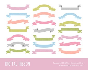 Digital Ribbon Banner Clip Art for scrapbooking, card, photography ...