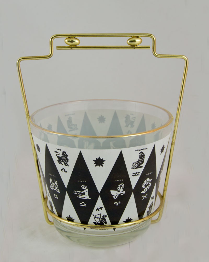 Zodiac Ice Bucket with Caddy / Carrier – Black & White – 1960s – Haute ...