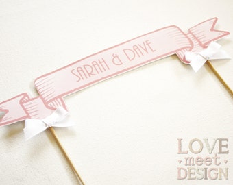 Customized-Banner Cake Topper - Customized Color wedding birthdays ...