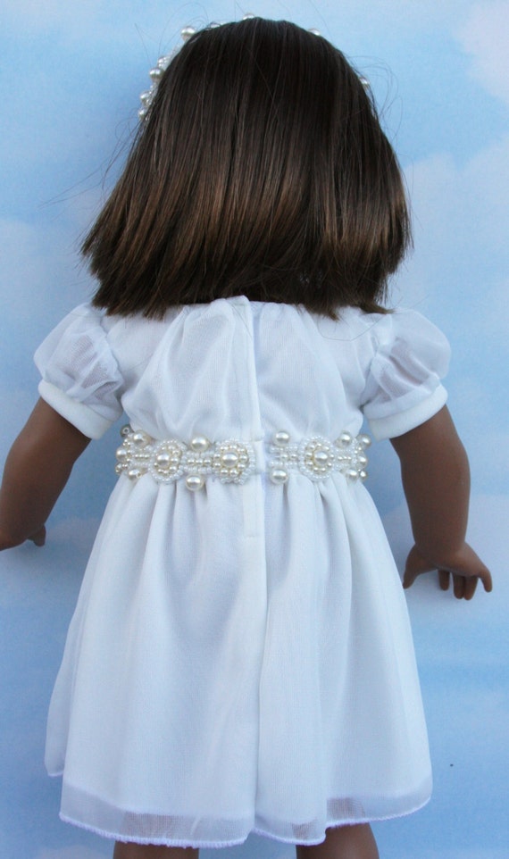 18 Inch Doll like American Girl Ivory Gala Dress with Pearl