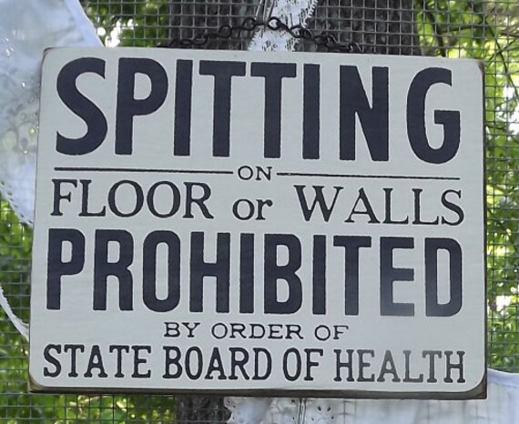 Spitting on Floor or Walls Prohibited Hanging Wall Sign