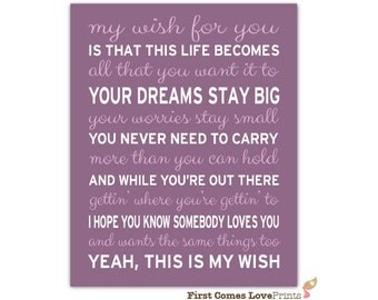 Rascal Flatts Quote Print - Inspirational - My Wish For You Lyrics ...