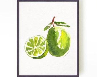 Lime watercolor | Etsy