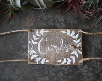 Weathered Wood Card Sign - Handpainted