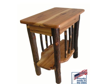 HICKORY LOG Side TABLE Old Fashioned Hickory Side Table