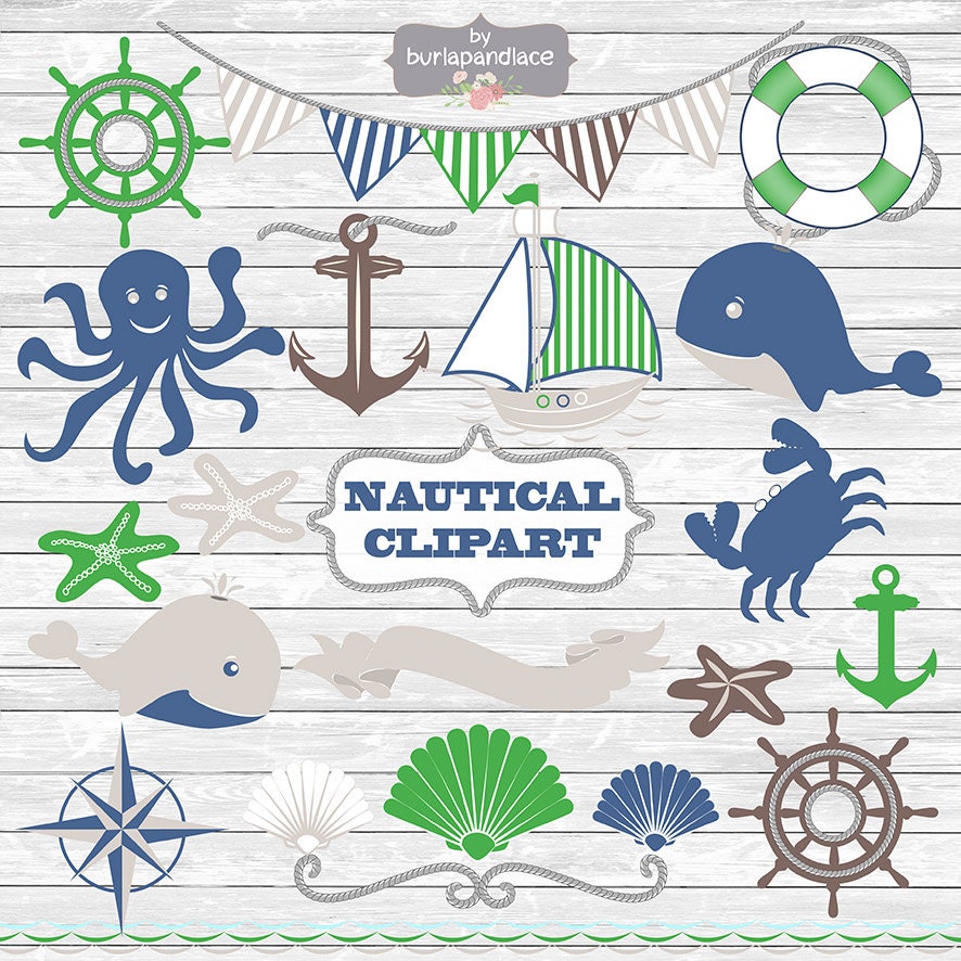 VECTOR Nautical clipart whale sea clipart banner