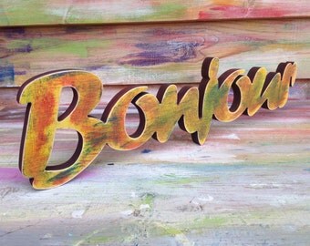 Bonjour sign | Etsy