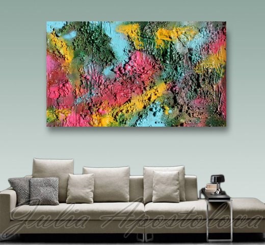 Sculpture Wall Art Turquoise Large Original Abstract