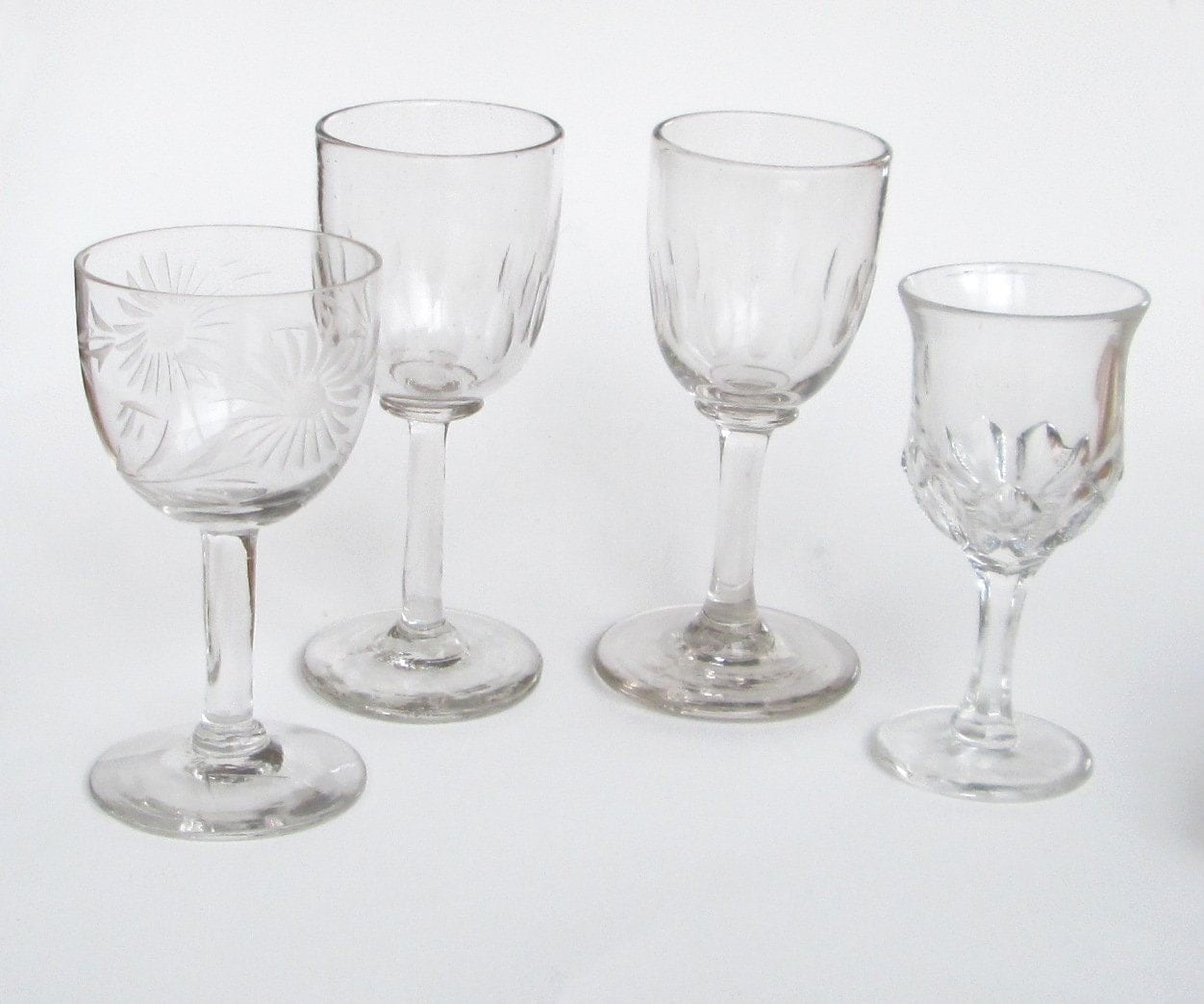Vintage Sherry Glasses 1950s Retro Mixed Lot Of 4 Glass