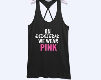 On wednesday we wear Pink work out tank top women fitness shirt with ...