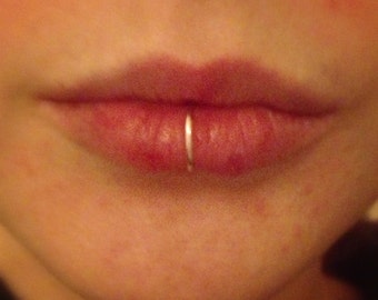 Fake Lip Ring, Large Gold or Silver Hoop, No Piercing Cuff