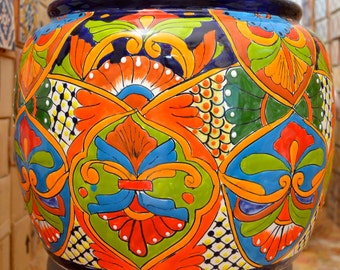 Talavera flower pot by MexicanTalavera on Etsy
