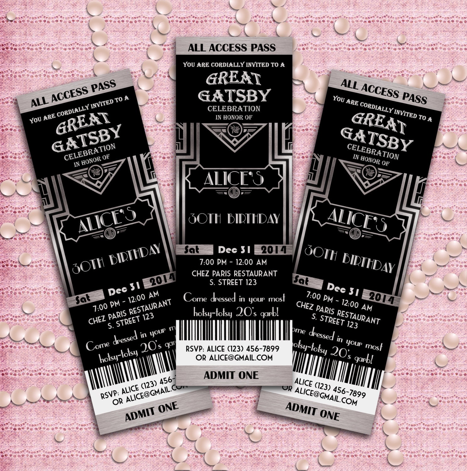 Great Gatsby Style Art Deco Party Invitation Prom