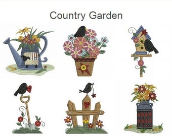 Country Home Primitive Machine Embroidery Designs Pack Instant