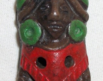 Free Shipping - HANDPAINTED CLAY Pottery WHISTLE Figural -Effigy 2 1/8 ...