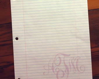 Monogrammed Notebook Paper