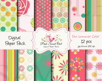 Popular items for summer digital paper on Etsy