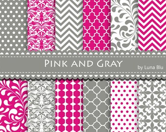 Items similar to Pink and Gray Digital Paper on Etsy