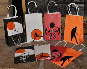 Birthday Party Sports Basketball Themed Gift Bags Set of 5