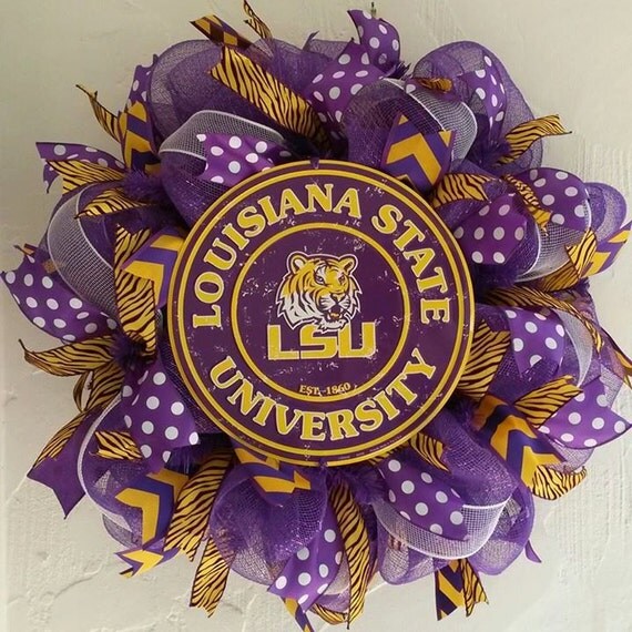 Items similar to LSU Collegiate Front Door Home Decor Wreath on Etsy