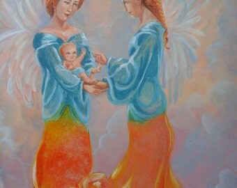 Angels blow gold dust to a baby, Art of Ascension, Angel art, Angel ...
