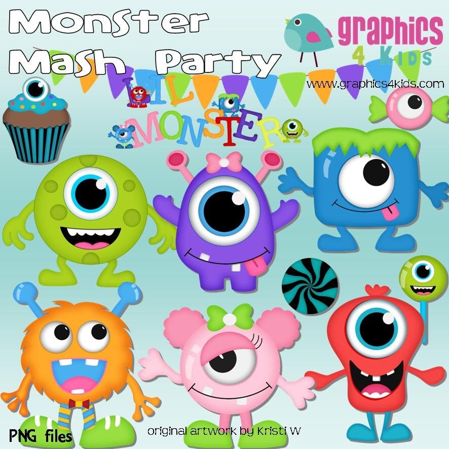 Monster Mash Party Digital Clipart Clip art for