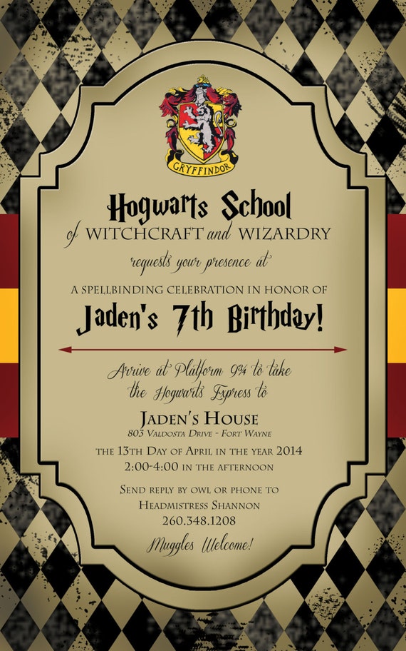 Harry Potter Birthday Invitation By LifeOnPurpose On Etsy