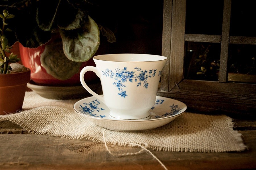 Vintage Blue Flower Tea Cup and Saucer – Haute Juice