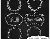 Items similar to Digital Laurel Wreath Chalk Frames // Chalkboard Clip ...
