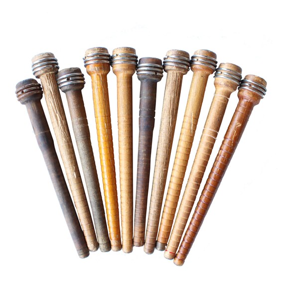 Set of Ten Vintage Industrial Bobbins