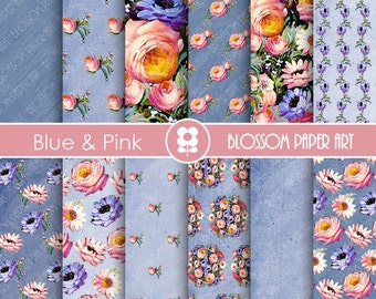 Scrapbooking Digital Paper Floral Digital Paper Pack Pink
