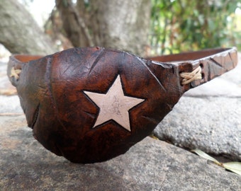 Wasteland Oddities Custom Distressed Leather Eye Patch, Tooled ...