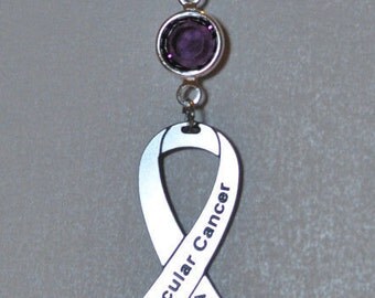 Testicular Cancer Ribbon Necklace w/ Swarovski Crystal Awareness Jewelry