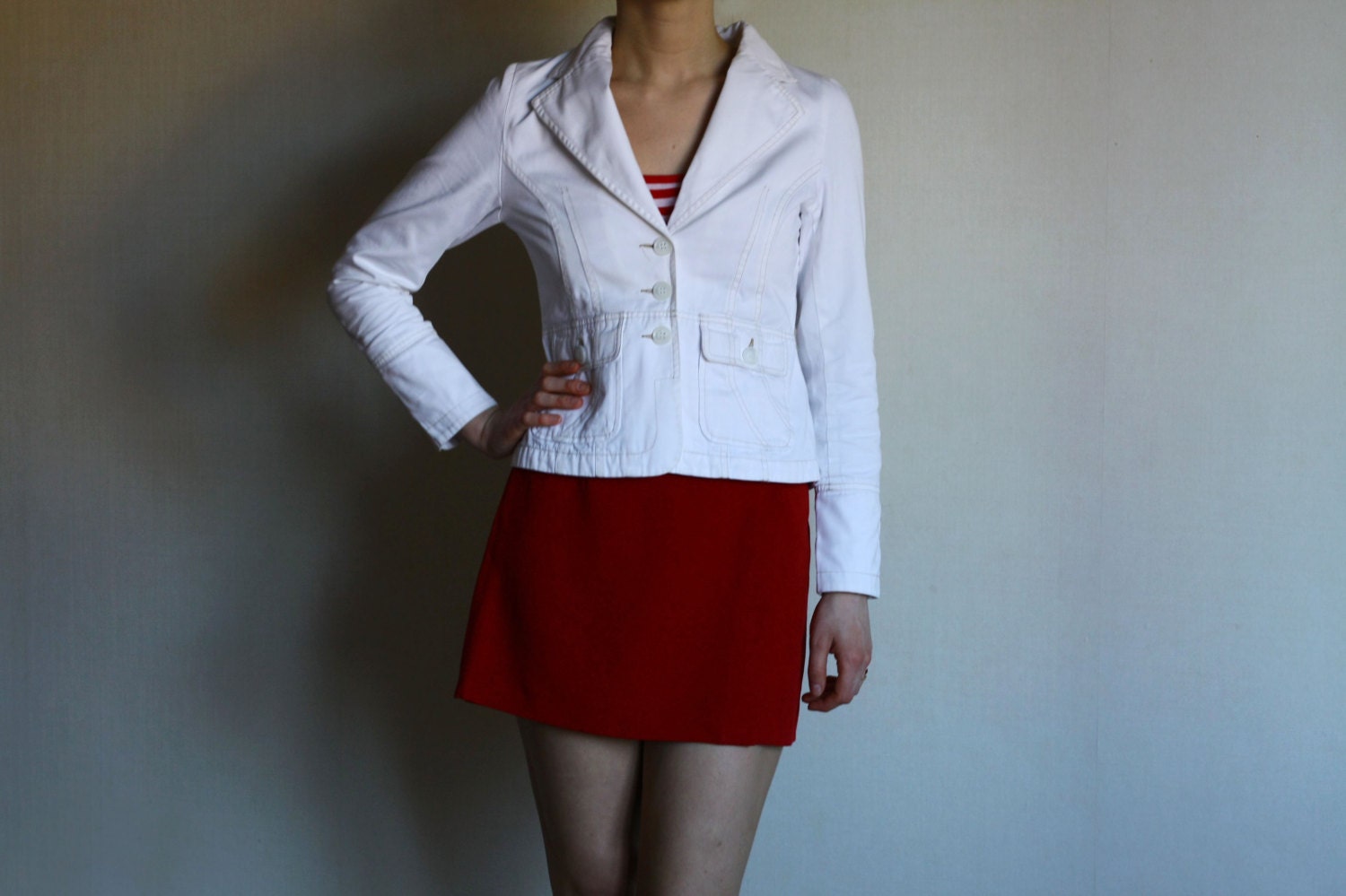 Vintage Women’s Sailor White Collared Button Up Jacket Blazer – Haute Juice