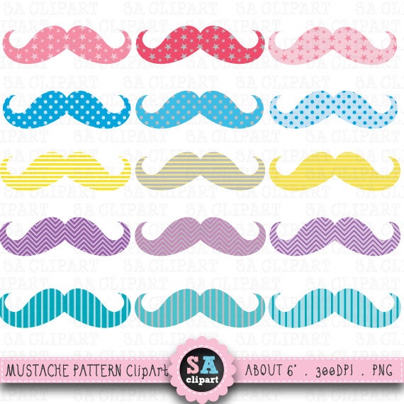 Mustache Digital Clip Art MUSTACHE PARTY clip art by SAClipArt