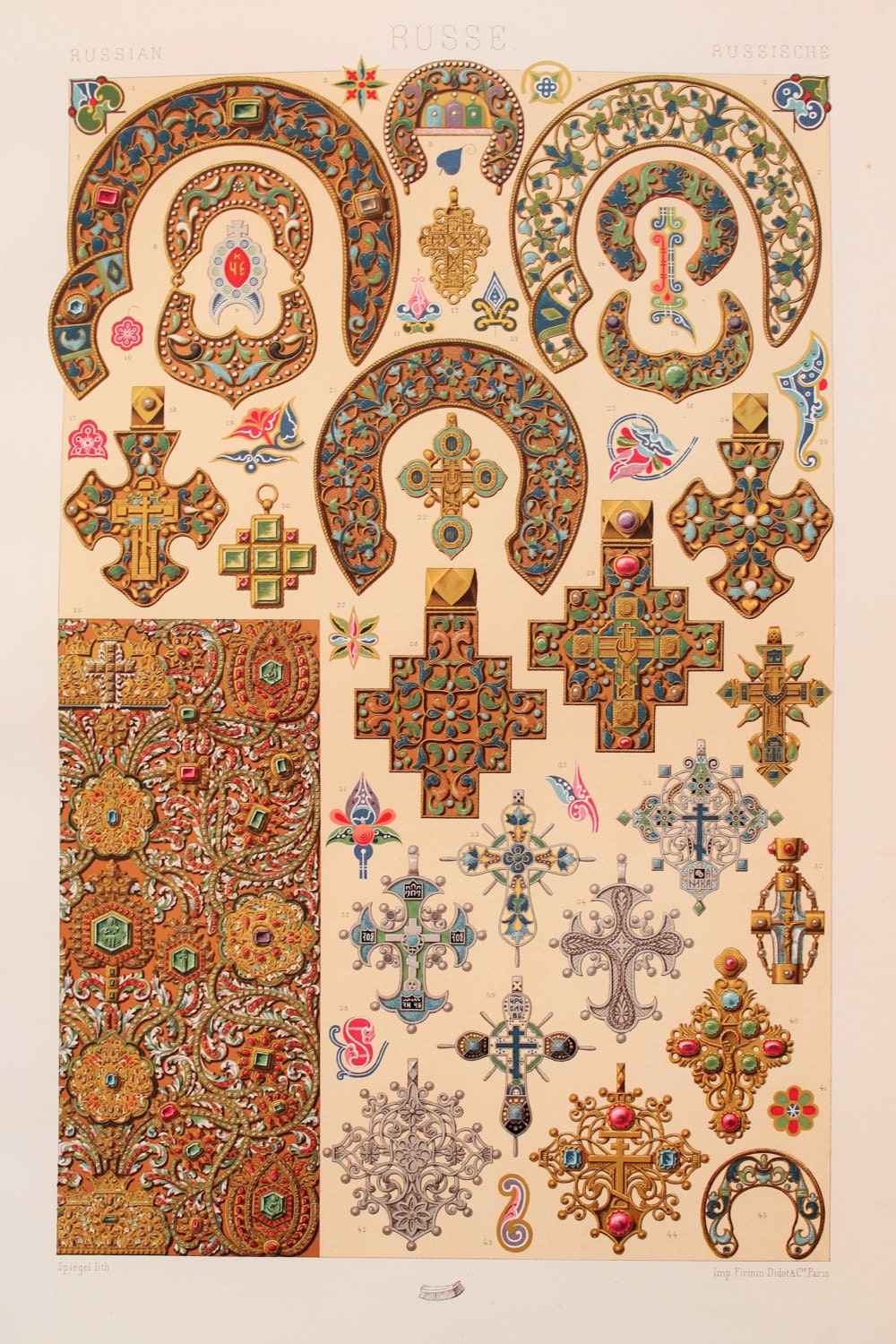 Russian Decorative Ornament (Jewellery in Gold with Precious Stones ...