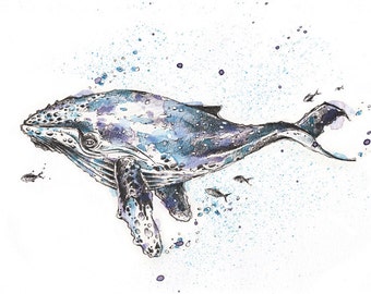 Walvis tekening | Etsy