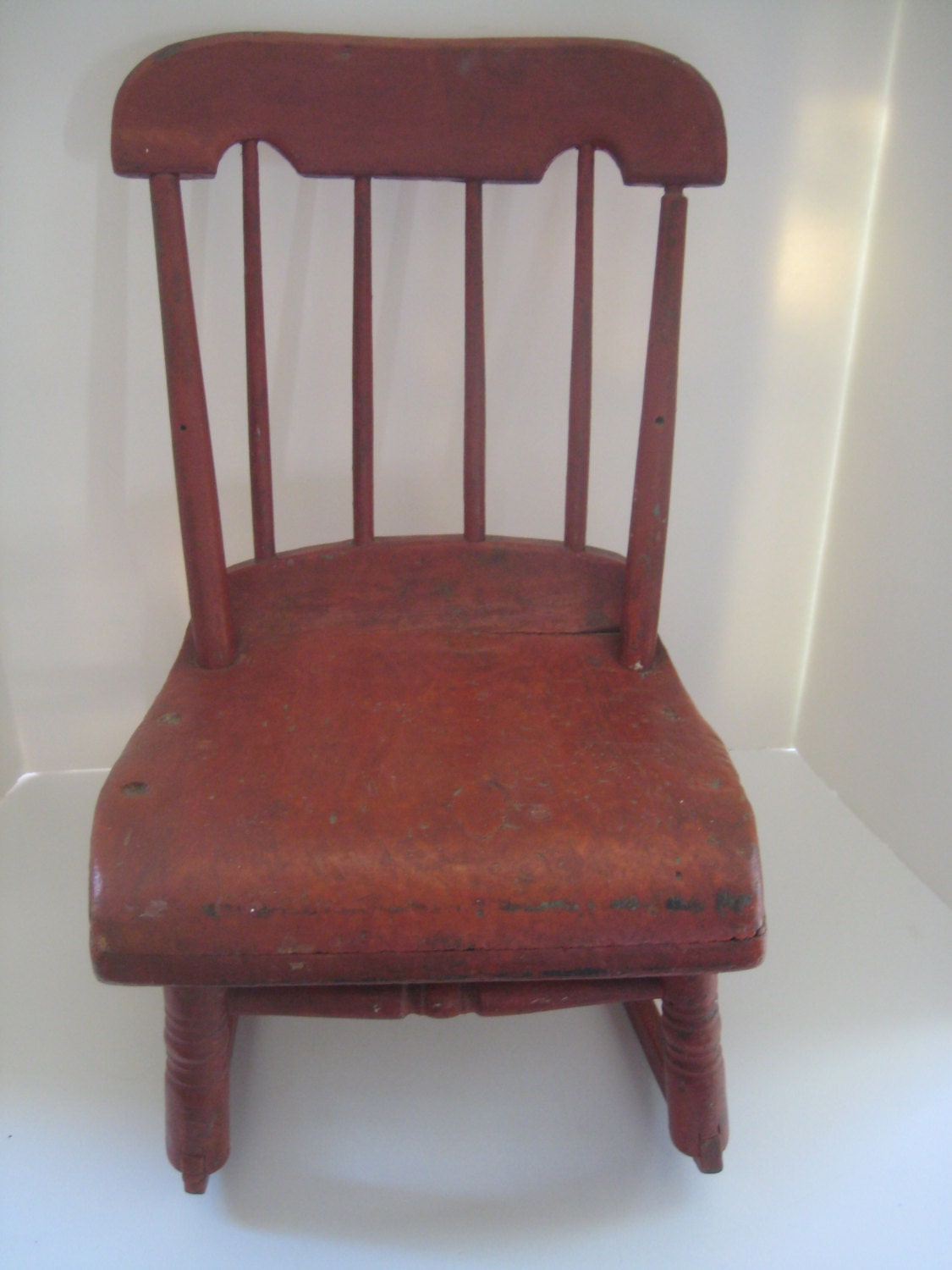 Vintage Red Wood Child’s Rocking Chair // Display // Room Decor – Haute ...