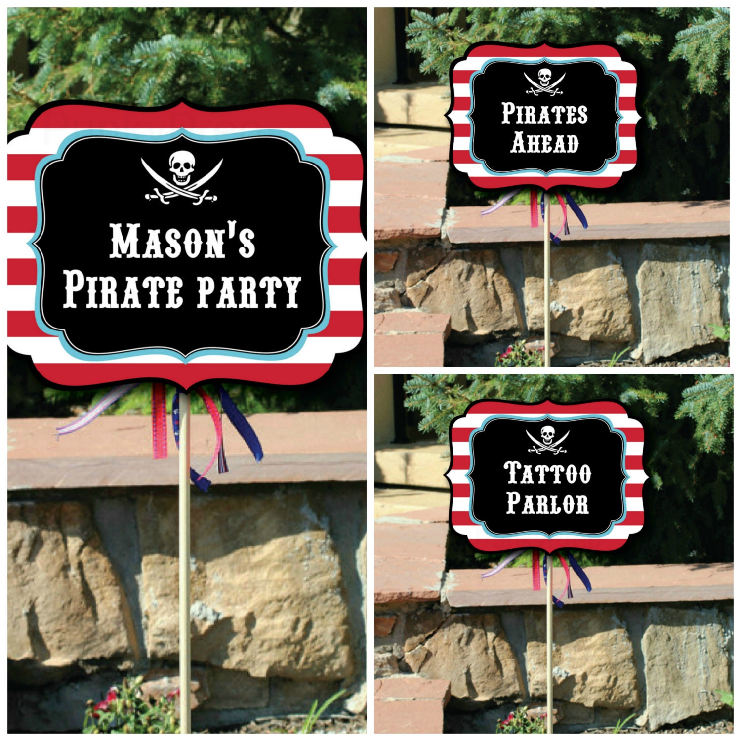 Pirate Party Signs with Editable Text Printable Pirate Small