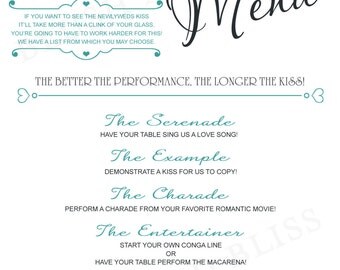 Popular items for wedding kissing menu on Etsy