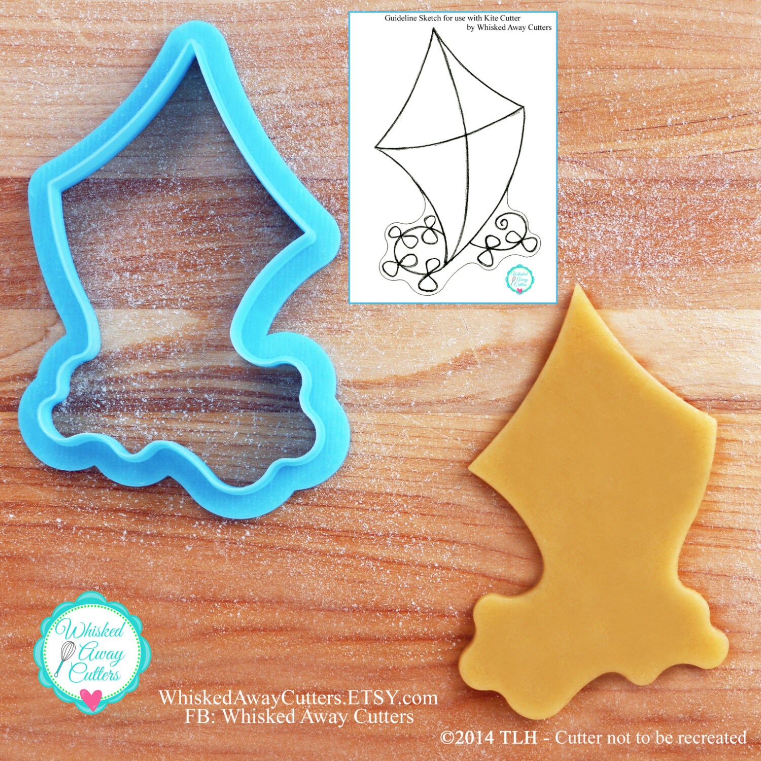 Whimsical Kite Cookie Cutter & Fondant Cutter Guideline