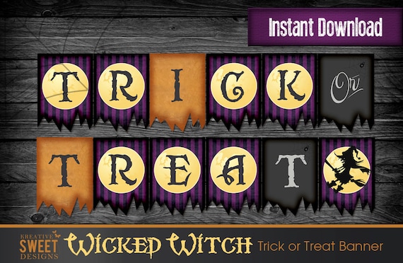 Items similar to DIGITAL Halloween Wicked Witch Banner : Instant ...