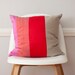 Red Bird Origami Patchwork Silk and Linen Pillow 14 Inches
