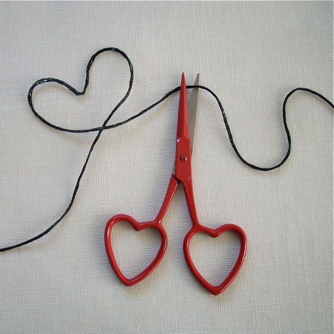 red HEART scissors for knitting cross stitch crafts