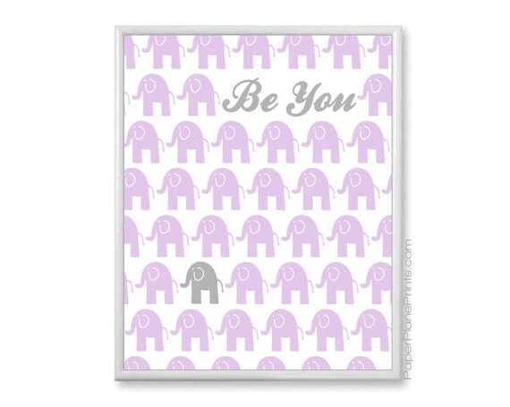 Navy and Lime Nursery Print Elephant Decor Be by PaperPlanePrints