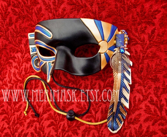 Egyptian Ra Mask 1 ...handmade leather mask costume masquerade